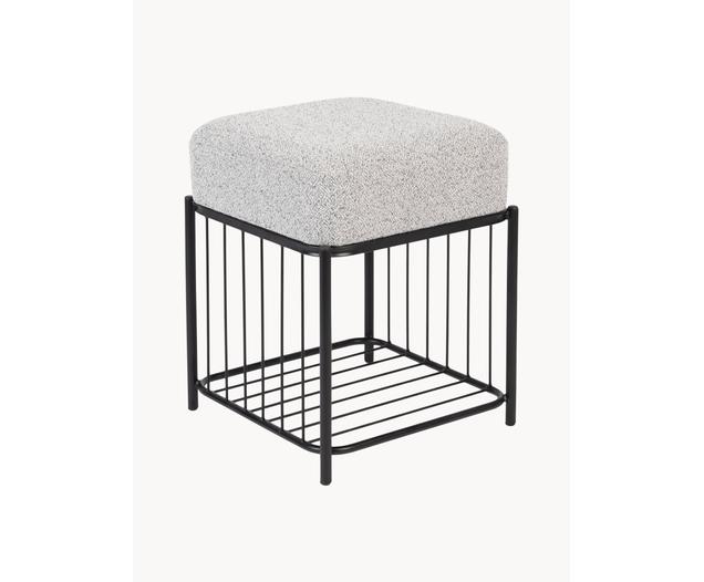 Bouclé-Polsterhocker Milou mit Ablagefläche | Westwing