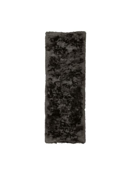 Handgeweven viscose loper Jane in antraciet-zwart | Westwing