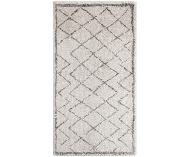 Hochflor-Teppich Luna Diamond mit Rautenmuster, Grau/Creme | Westwing