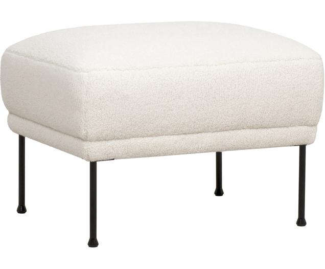 Sofa-Hocker Fluente aus Teddystoff in Cremeweiß