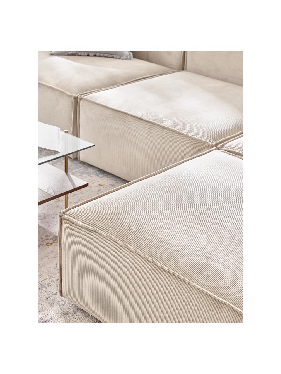 Modulaire bank Lennon (4-zits) van corduroy met kruk | Westwing