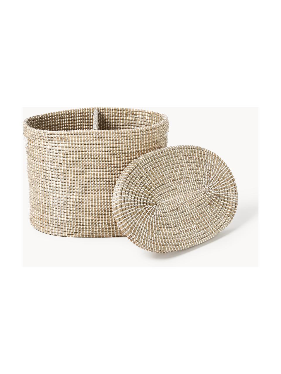 Cesta de ropa doble de junco marino con tapa Aleya | Westwing