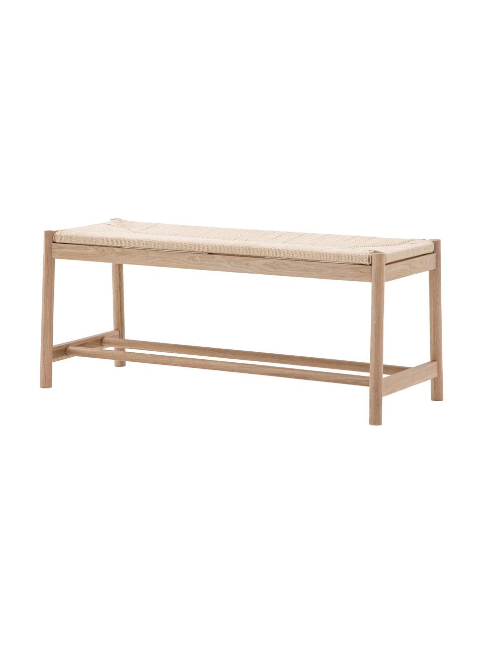 Houten bankje Eton met handgeweven biezen | Westwing