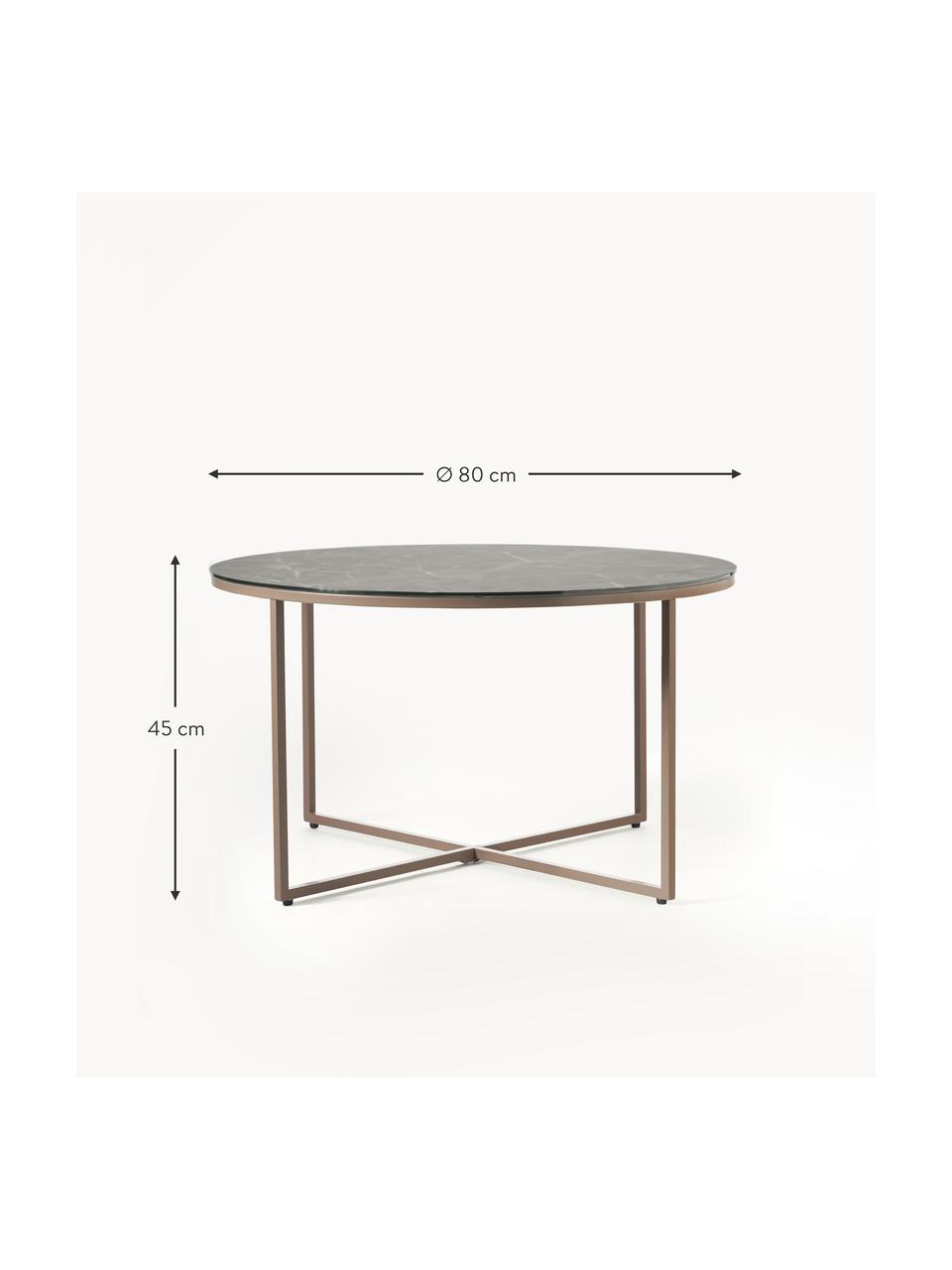 Runder Couchtisch Antigua mit Glasplatte in Marmor-Optik | Westwing